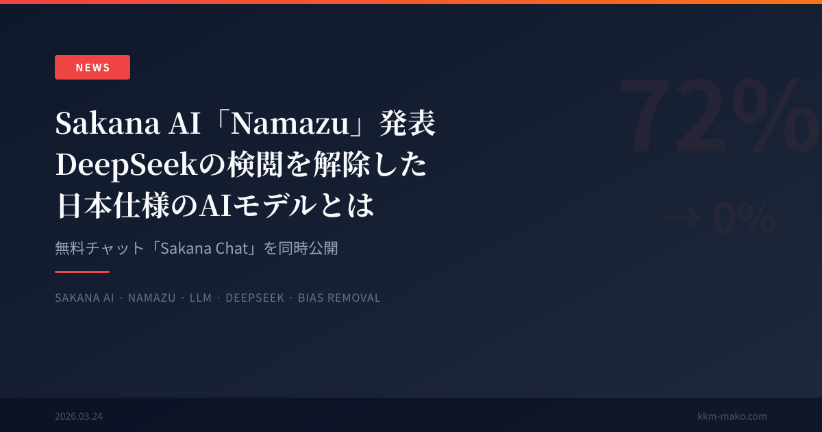 Sakana AIが無料チャット「Sakana Chat」を公開。「Namazu」とは
