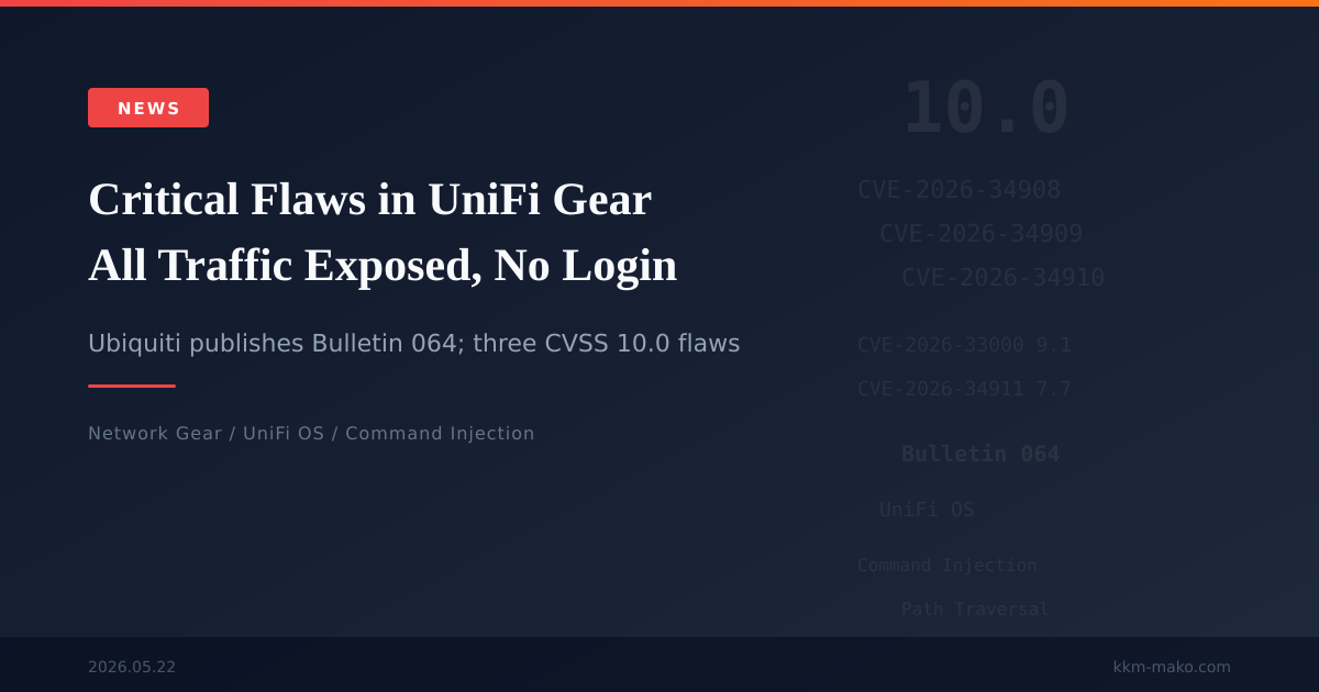 Ubiquiti UniFi Bulletin 064 (2026): 5 critical flaws, unauth traffic ...